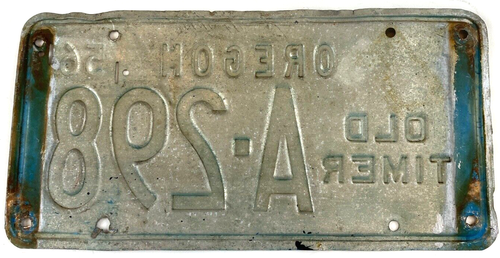 Vintage 1956 Oregon Old Timer License Plate A-298 Garage Man Cave Pub ...