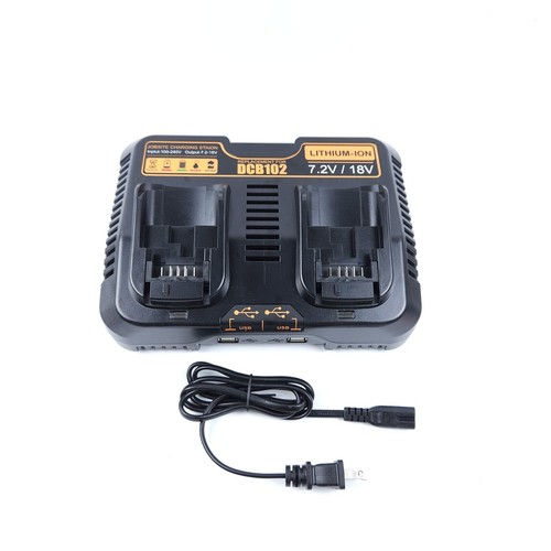 For Dewalt DCB102 Lithium Dual 2-Port Battery Charger DCB205 DCB206 12V ...