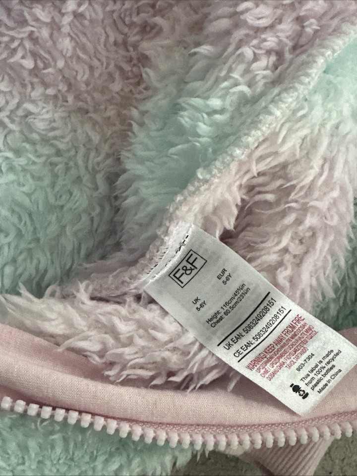 F & F Tesco Pink & Purple Unicorn All In One Size 5-6 Years Old | eBay UK