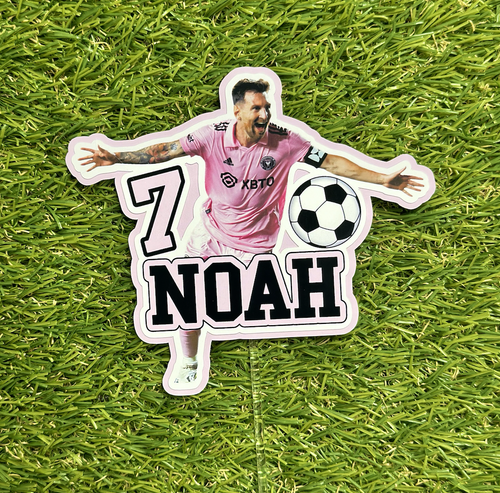 Soccer Lionel Messi Pink Inter Miami Cake Topper Party Birthday ...