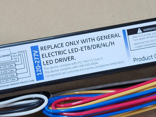 Lot 2 GE LED-ET8/DR/4L/H 4-Lamp LED Driver 120-277V Multi-volt Ballast ...