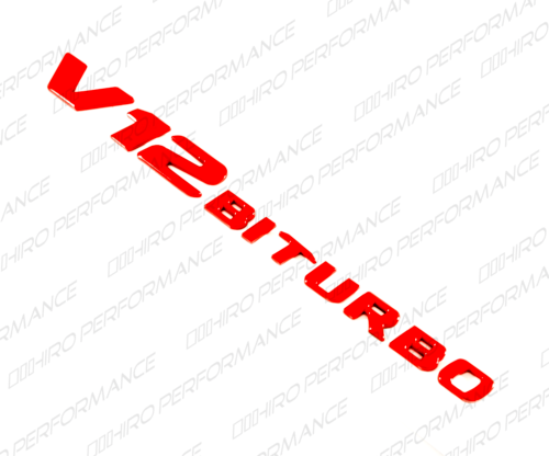 2pcs Red V12 BITURBO Emblem Badge Flat Fender Side Sticker C E S CLS ...