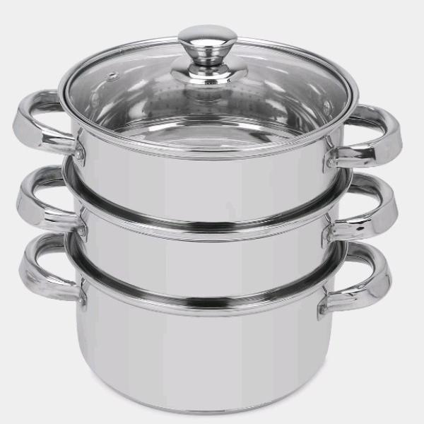 3 Tier Stainless Steel Steamer Meat Vegetable Pot Steaming Cookware ...
