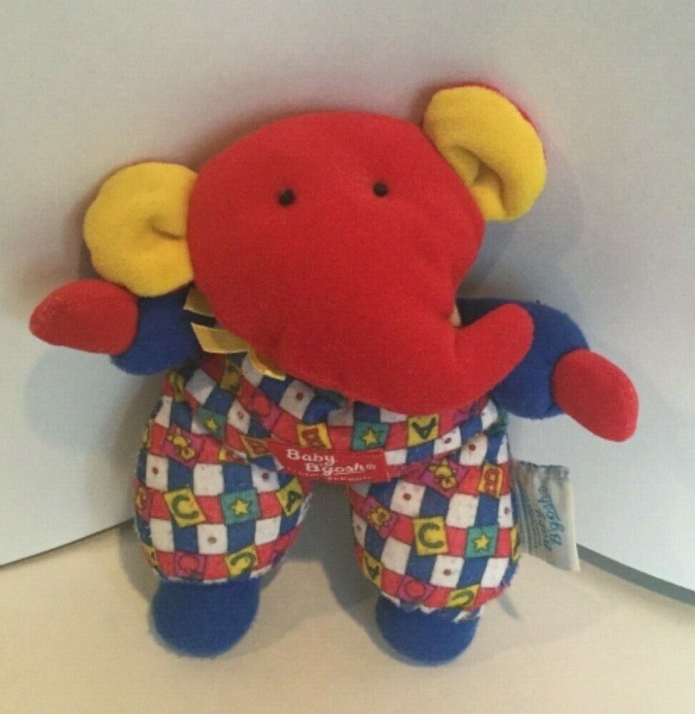 OSHKOSH BABY ELEPHANT RATTLE STUFFED ANIMAL 7" HTF PLUSH OSH KOSH B ...