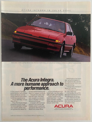Acura Integra American Honda Motor Co. Vintage 1986 Magazine Ad | eBay