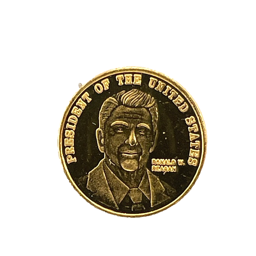 Miniature President Ronald Reagan 24Kt Gold 9mm 0.3 grams Novelty Token ...
