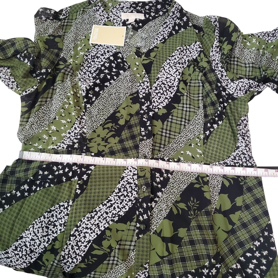 Michael kors womens Dress evergreen button down closure with belt new ...