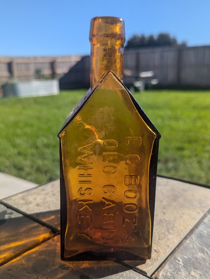 Vintage EG Booz Old Cabin Whiskey Glass Bottle Prohibition | eBay