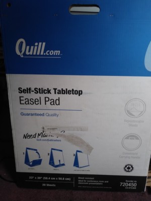 Quill 20"x23" Self-Stick Easel Pad Flip Chart Table Top Unruled 20 ...