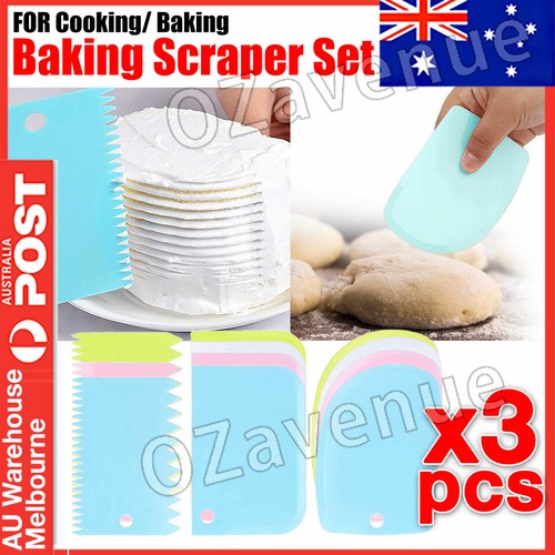 3pcs Set Plastic Dough Scraper Fondant Pastry Butter Cutter Cake Icing ...