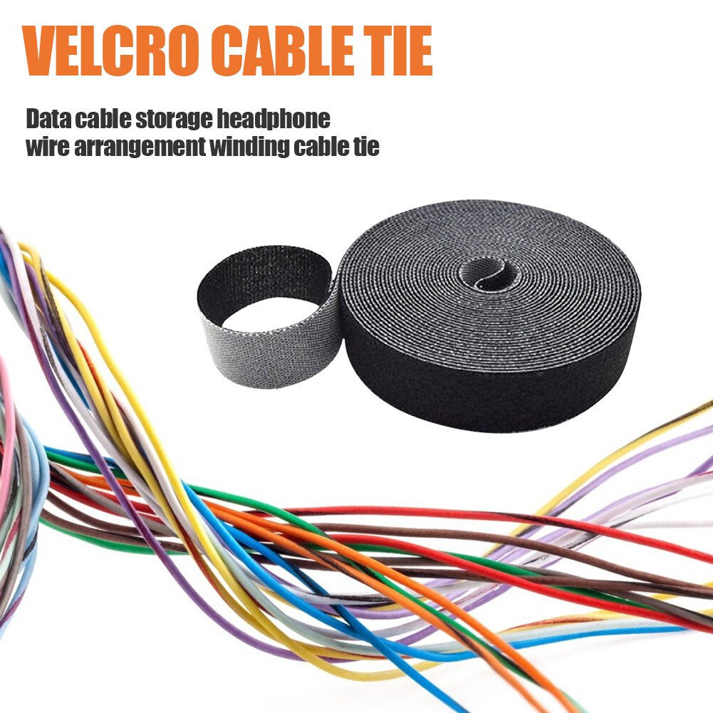 1m Durable Self Adhesive Cable Fastener Tape Wire Strap (Black 100x2cm ...
