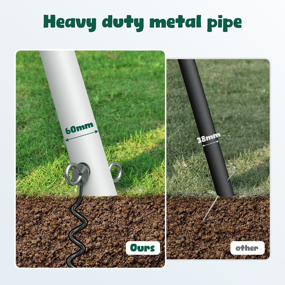 660lb Heavy Duty Metal Swing Set with 3 Swings Kids Adult Playset ...