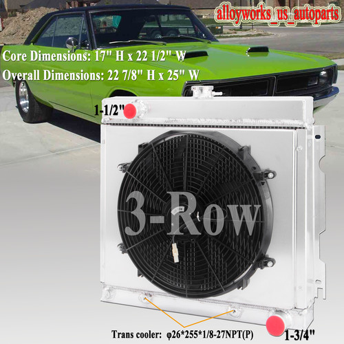 Fit 1970-1972 Dodge Dart /Plymouth Duster 5.2L 5.6L AT 3 Row Radiator ...