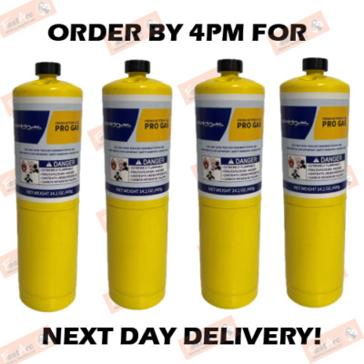 4 X MAPP MAP PRO PLUS GAS DISPOSABLE BOTTLE PLUMBERS BURNER CYLINDER ...