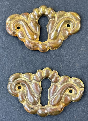 Antique Vtg Pair of Ornate Brass Victorian Escutcheon Key Hole Covers 2 ...