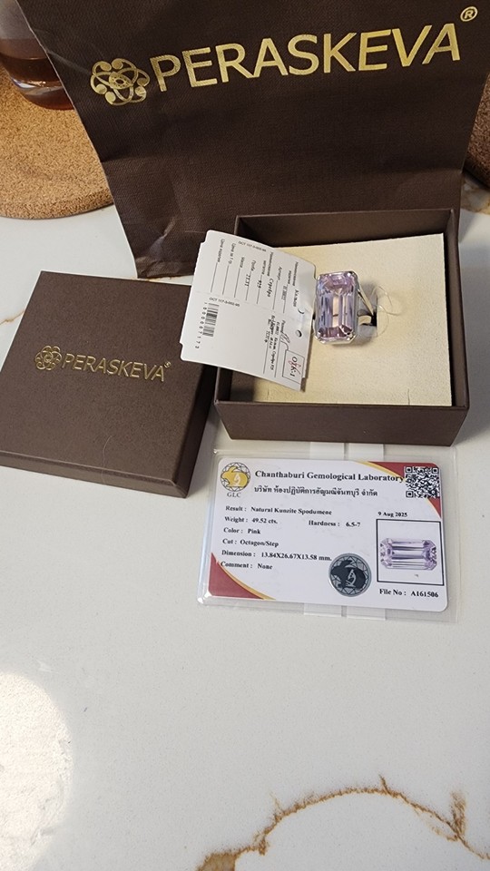 Amazing Women's Kunzite 49.52 CTW Ring Size 9 SS 925 Stone Certificate ...