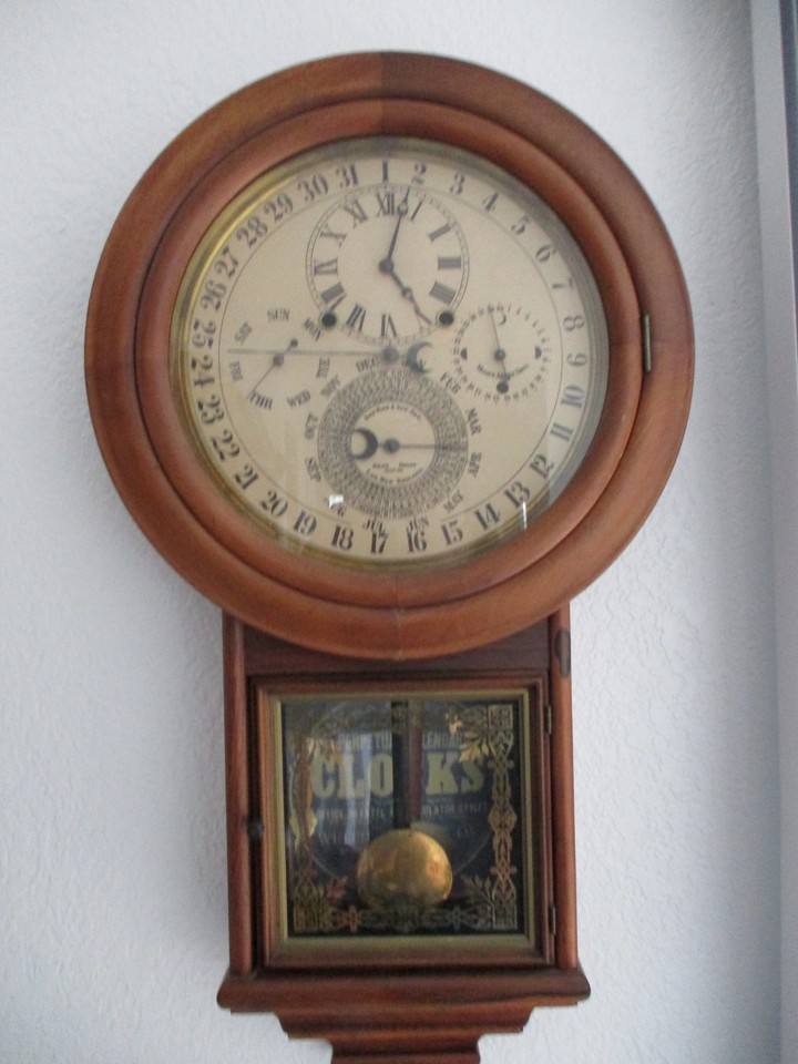 EN Welch Gale Drop #3 Parliament Calendar Wall Clock - 8 Day - ca 1879 ...