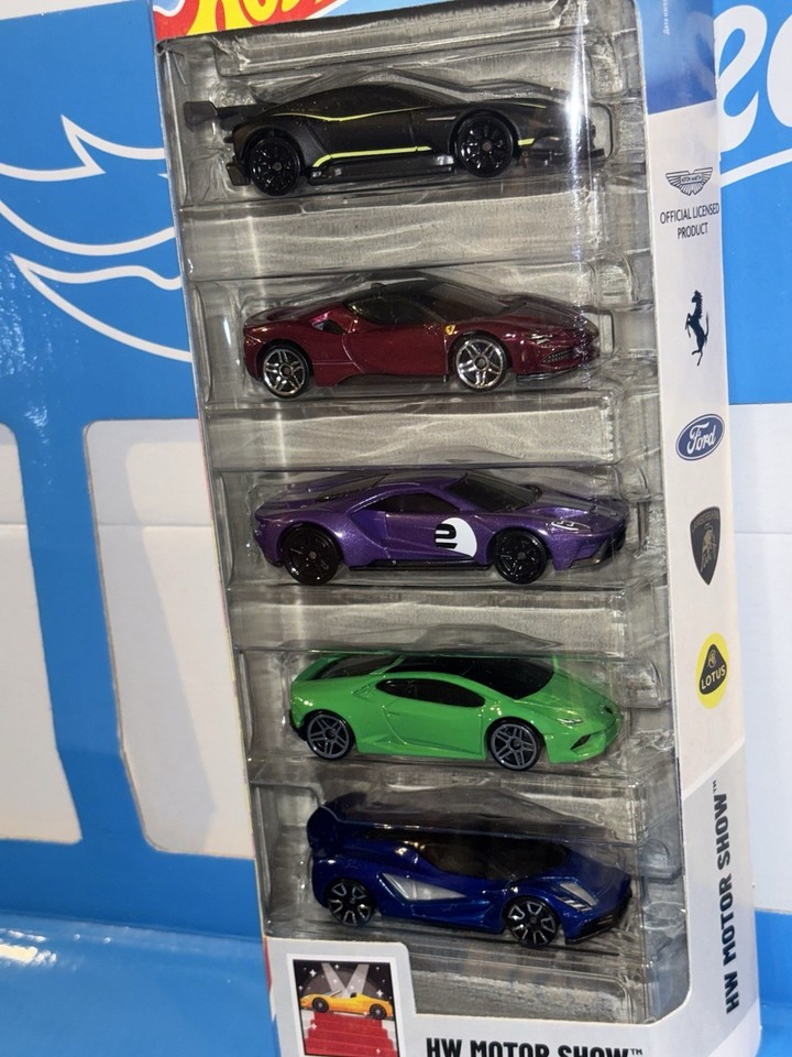 2025 HOT WHEELS MOTOR SHOW 5 PACK,ASTON MARTIN VULCAN,FERRARI,LAMBO! | eBay