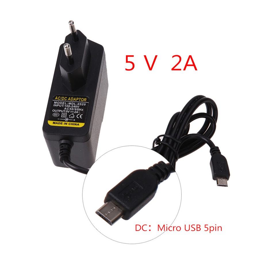 EU Male AC, DC 5V 2A Micro USB Charger Power Supply Adapter with Micro ...