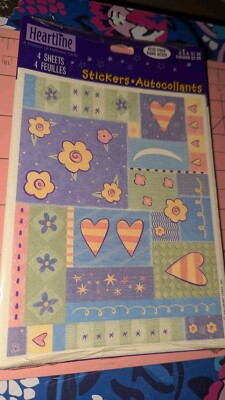 Vintage Hallmark Stickers Hearts Flowers New Pack 4 Sheets | eBay