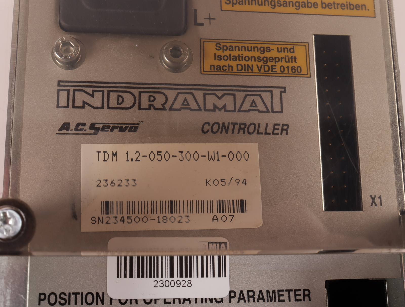 INDRAMAT AC Servo Controller TDM 1.2-050-300-W1-000 236233 -2300928 | eBay