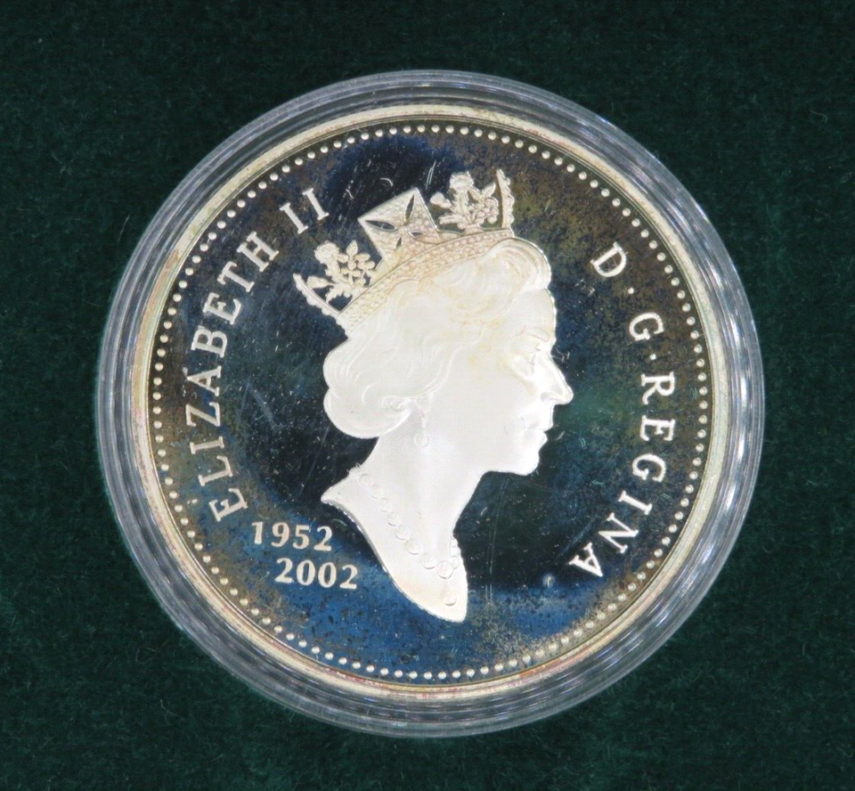 2002 Canada Proof Silver Dollar Coin, Elizabeth II Golden Jubilee, RCM ...