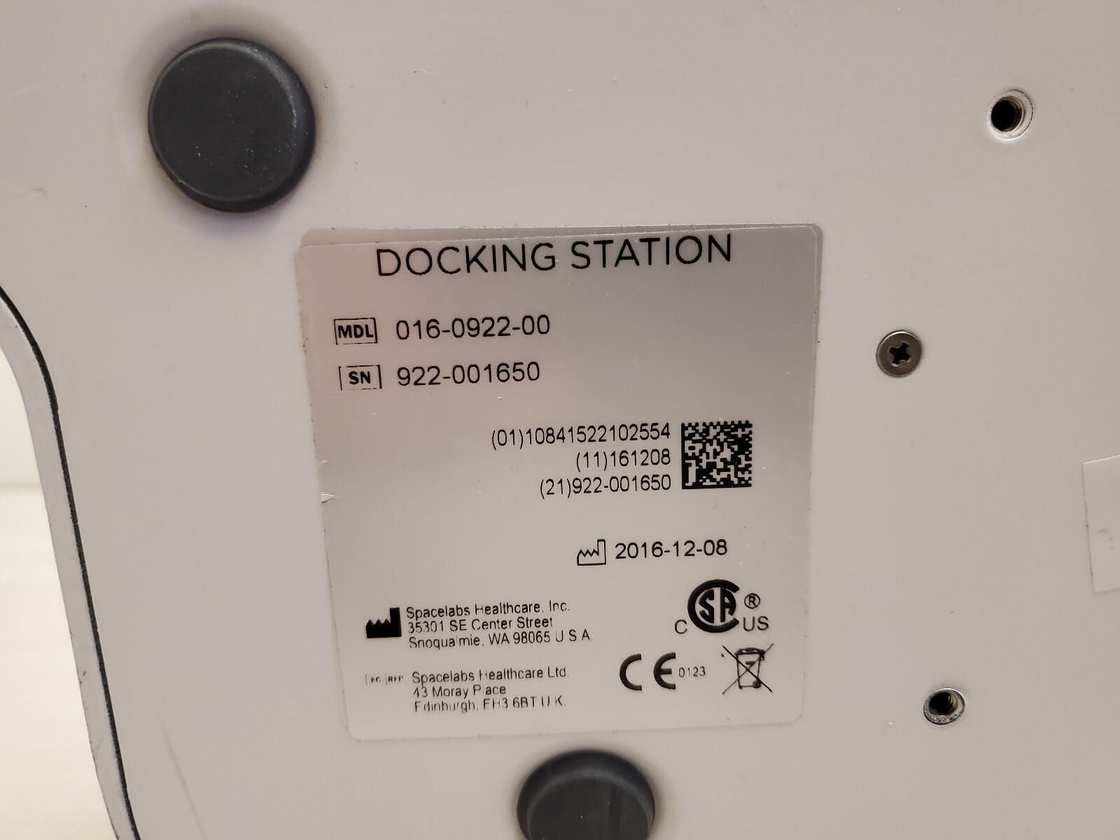 Spacelabs Healthcare Docking Station For Qube Monitor REF 016-0922-00 ...