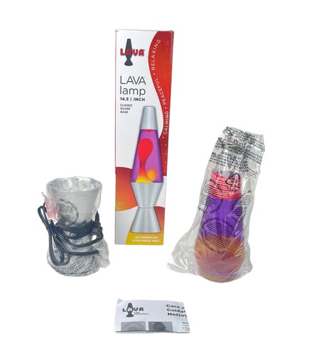 Lava Lite 14.5" Yellow & Red Wax with Purple Liquid Lava Lamp NEW OPEN ...