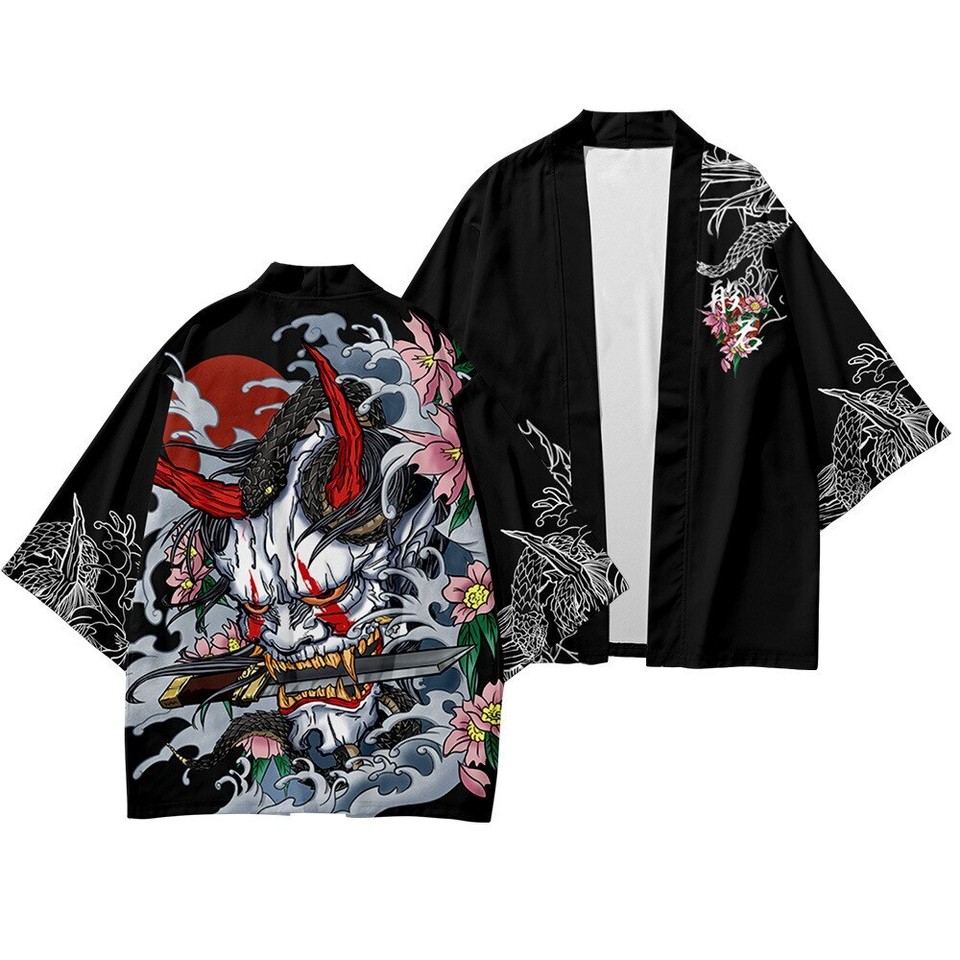 Japanese Traditional Print Kimono Samurai Haori Women Men Cardigan ...
