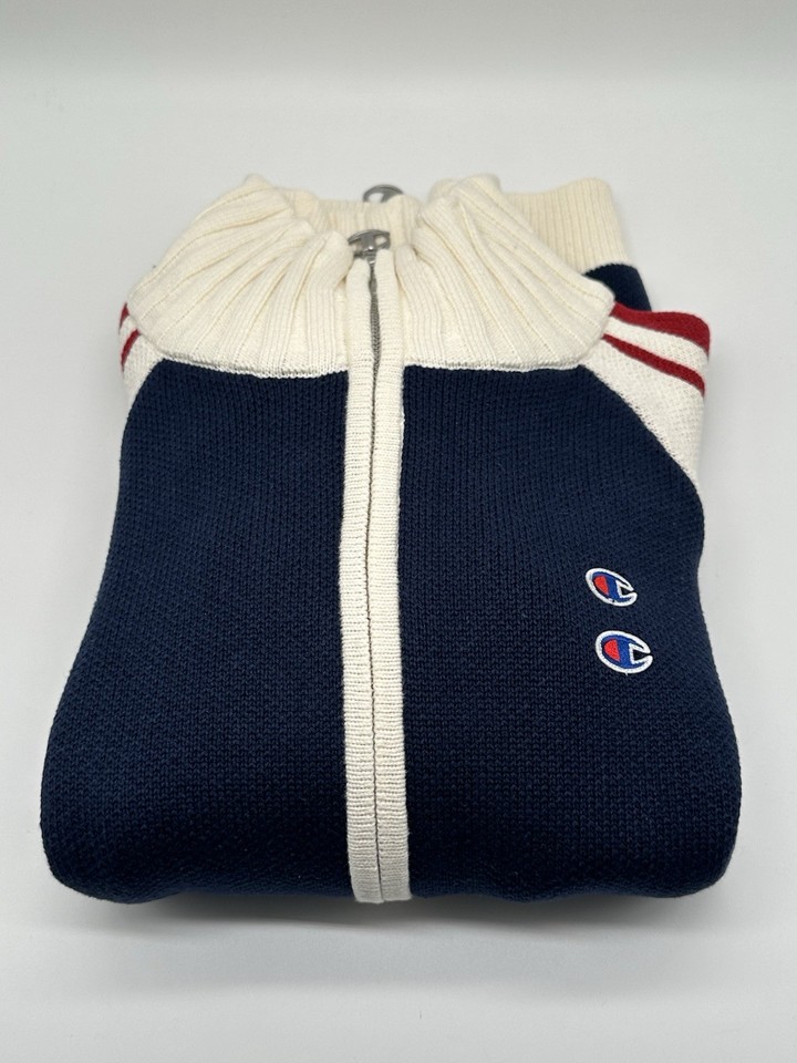 Champion® x Zara Color Block Cardigan Navy Blue [Large] | eBay