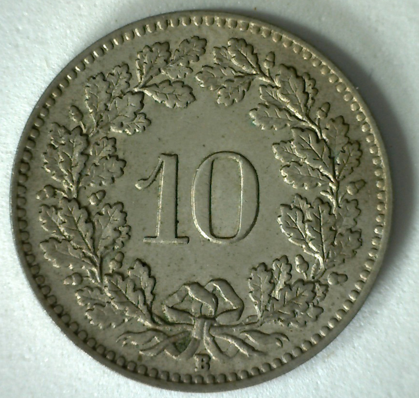 1921 B Switzerland 10 Rappen Swiss Helvetia Copper Nickel 10 Cent Coin ...