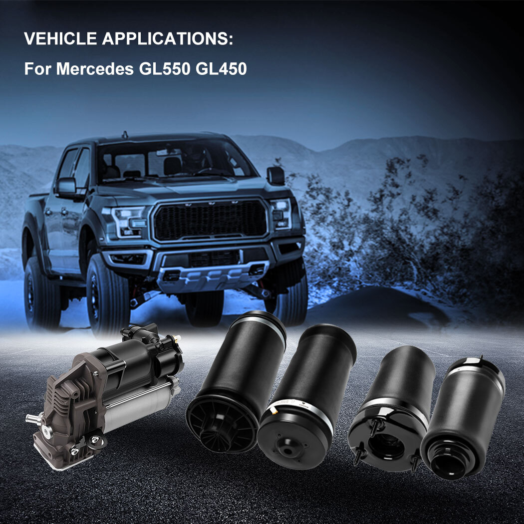 5PCS Front Rear Air Suspension Springs + Air Compressor For Mercedes ...