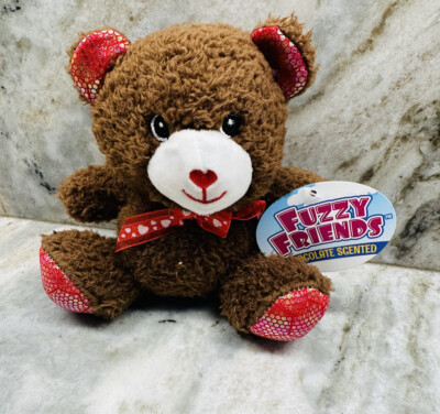 Fuzzy Friends Chocolate Scented Brown & Red Fluffy Stuffed Animal Teddy ...