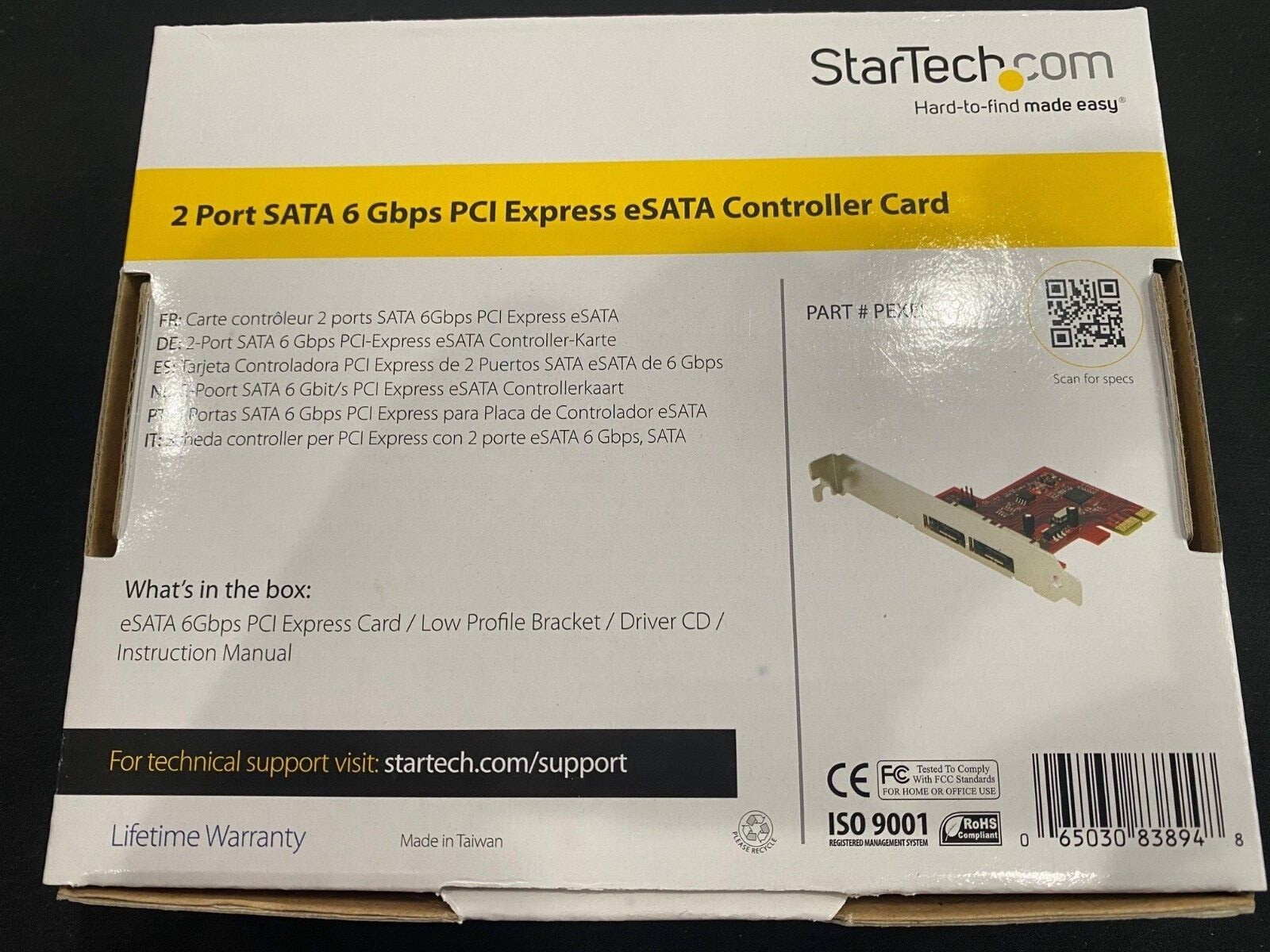 StarTech 2-Port SATA III PCI Express eSATA Controller Card for sale ...