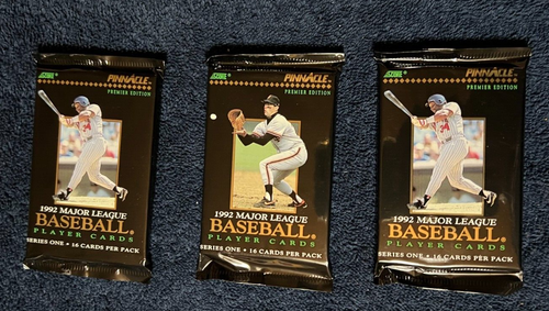 LOT OF (3) 1992 SCORE PINNACLE BASEBALL SERIES 1 UNOPENED PACKS - 48 ...