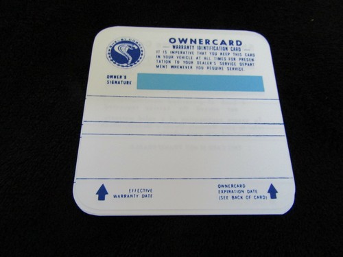 1969 1970 FORD MUSTANG SHELBY COBRA GT350 GT500 OWNERS CARD ID TAG ...