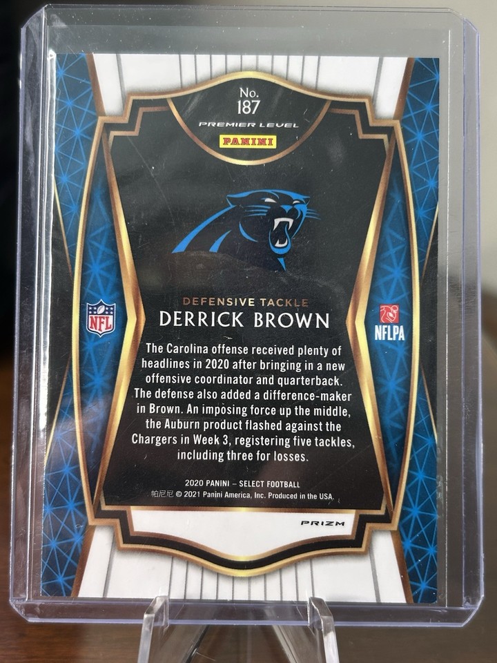 2020 Panini Select Football RC Derrick Brown Carolina Panthers #187 No ...