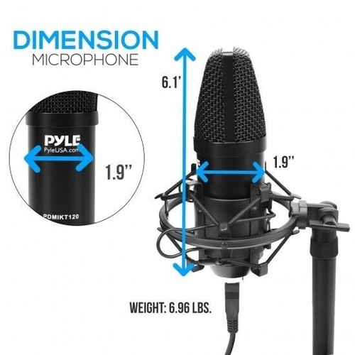 Pyle PDMIKT120 USB Audio Cardioid Condenser Mic w/Desktop Stand and Pop ...