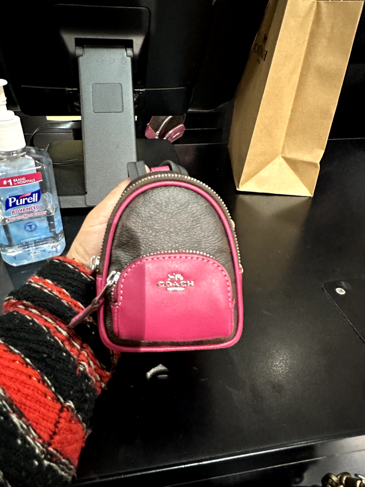 Coach Mini Court Backpack Bag Charm Keychain Silver/Brown/Bright Violet ...