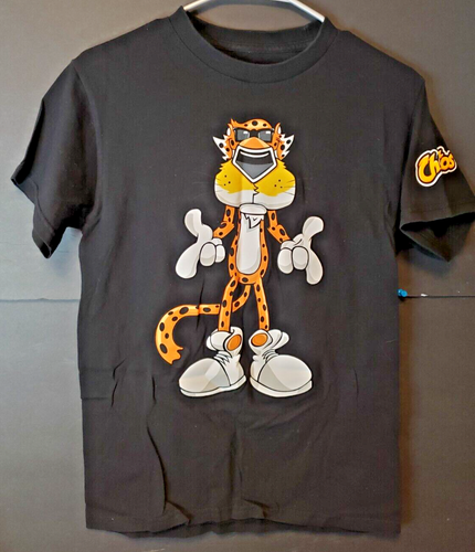 Cheetos Chester Cheetah Short Sleeve T-Shirt Black Small Logo Front ...