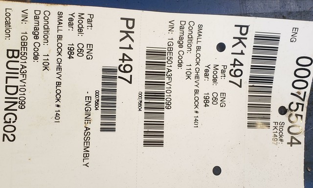 Chevrolet 350 Small Block 4 Bolt Main 14016379 OEM With Crank for sale ...