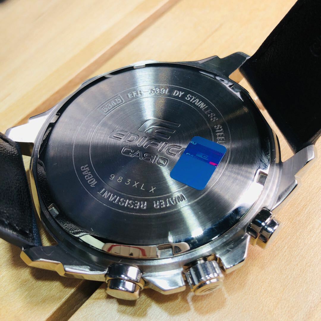 EFR-539L-7CV CASIO EDIFICE Chronograph Ion Plated Bezel Navy Leather ...