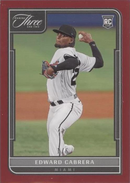 2022 Panini Three and Two - Rookies Edward Cabrera #108 Red /6 (RC) for ...