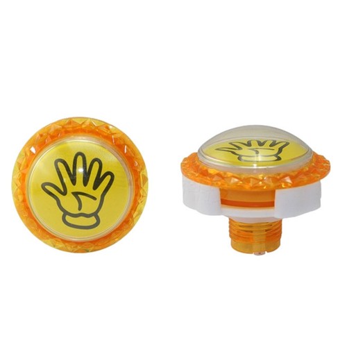 2x Yellow 60mm Arcade Button Push LED Dome Illuminated Convex Hand Palm ...
