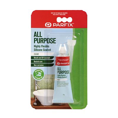 2x Parfix ALL PURPOSE SILICONE SEALANT Highly Flexible, CLEAR - 40g Or ...