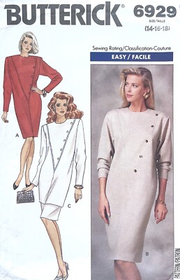 1980's Butterick Misses' Dress,Tunic,Skirt Pattern 6929 Size 14-18 ...