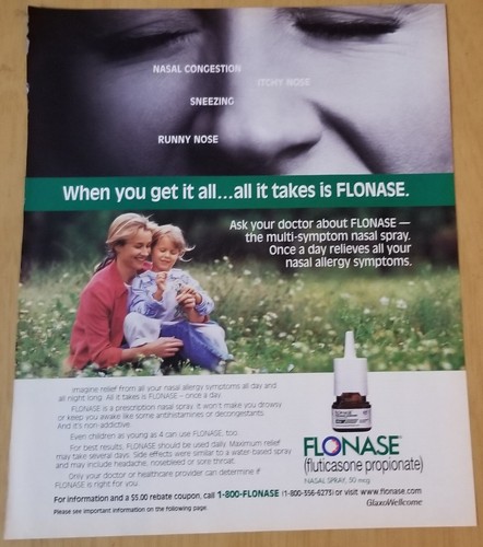 Flonase Allergy Symptom Relief 1999 Vintage Print Advertisement | eBay