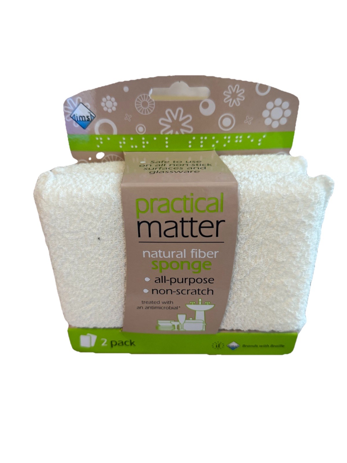 Pack of 2 Practical Matter Kitchen Sponge, Organic Cotton Fiber All ...