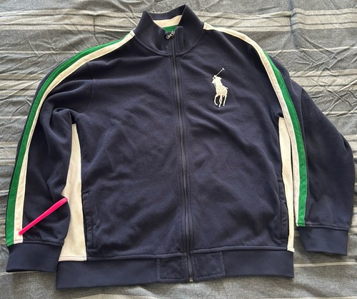 Polo Ralph Lauren Mens XXL Big Pony White, Green & Navy Blue Full Zip ...