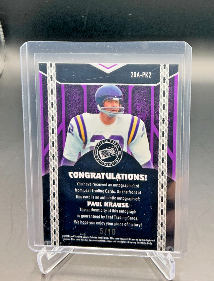 2024 Leaf Collective Multi-Sport Press Pass PAUL KRAUSE Blue Shimmer ...